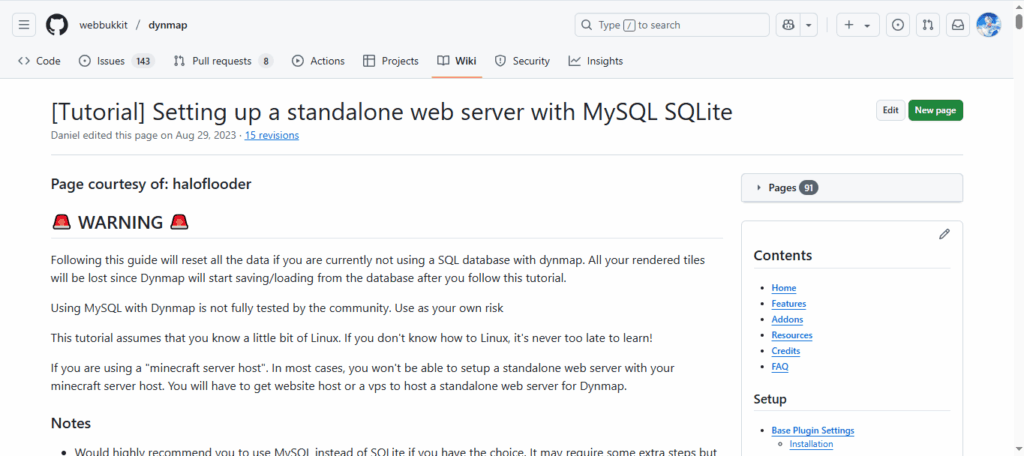 在Dynmap上启用外置Web Server和MySQL数据库 – SeeLcom's Blog