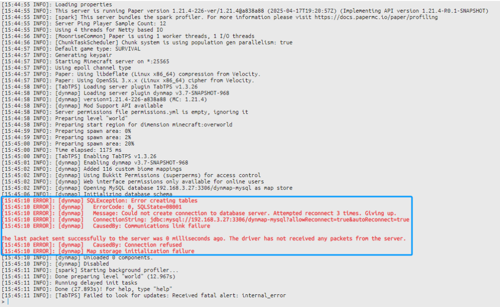 在Dynmap上启用外置Web Server和MySQL数据库 – SeeLcom's Blog